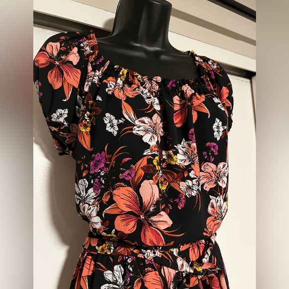 Bar III | Dresses | Bar Iii Womans Dress Black Floral Print Fit And ...